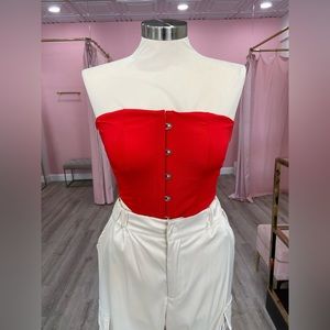 Tops | Red Crop Corset Brand New | Poshmark